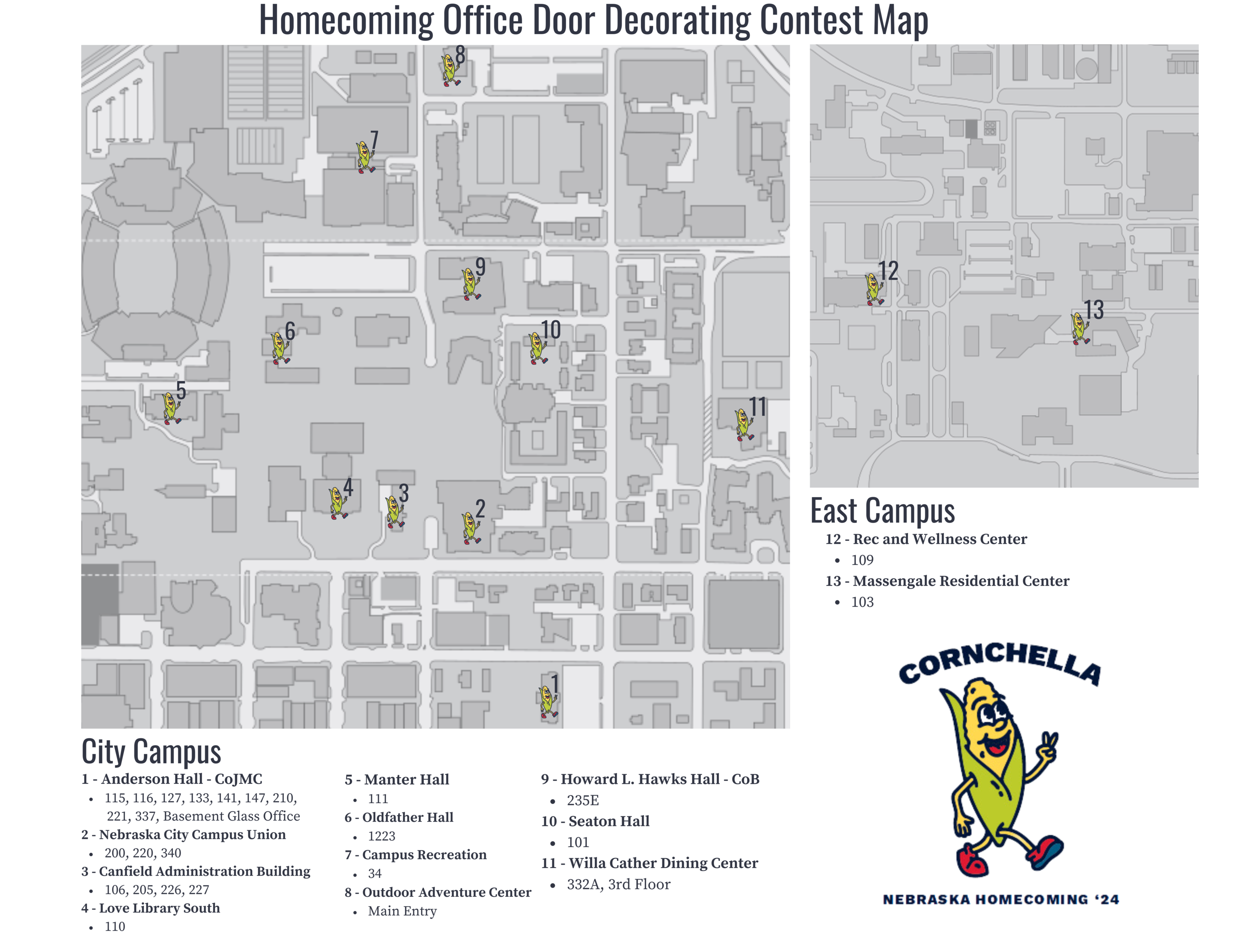 Homecoming Office Door Decorating Contest Map | Homecoming | Nebraska